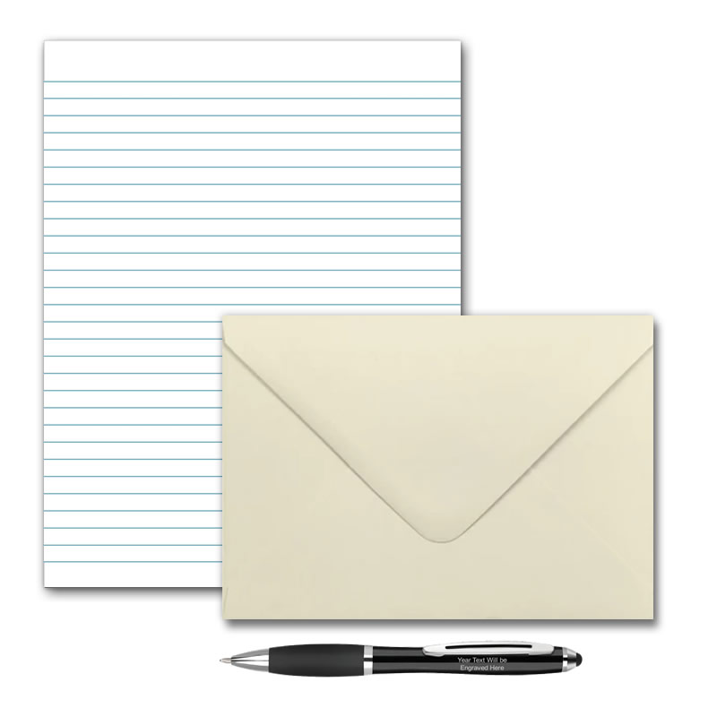 Letter Writing Set - Plain Lined - Notepad + 50 Envelopes + Pen ...