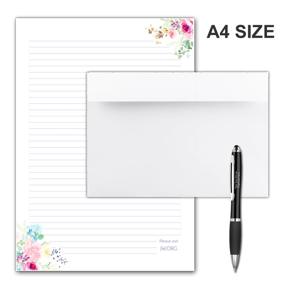 A4 Letter Writing Pad or Set - Design #6 - Notepad + 50 Envelopes + Pen ...