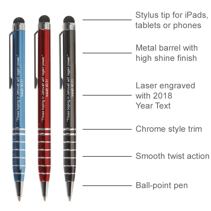 2018 Metal Stylus Pen with Year Text - Carbon Black - Jehovah's Witness ...