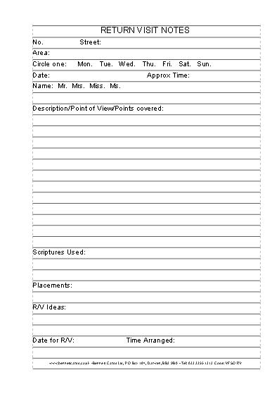 INSERTS - Return Visit - Pack of 12 - Jehovah's Witness Theocratic ...